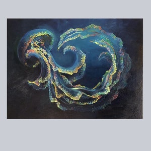 Lace Jellyfish. Abstract Oil Painting on Canvas, Original Modern Wall ...