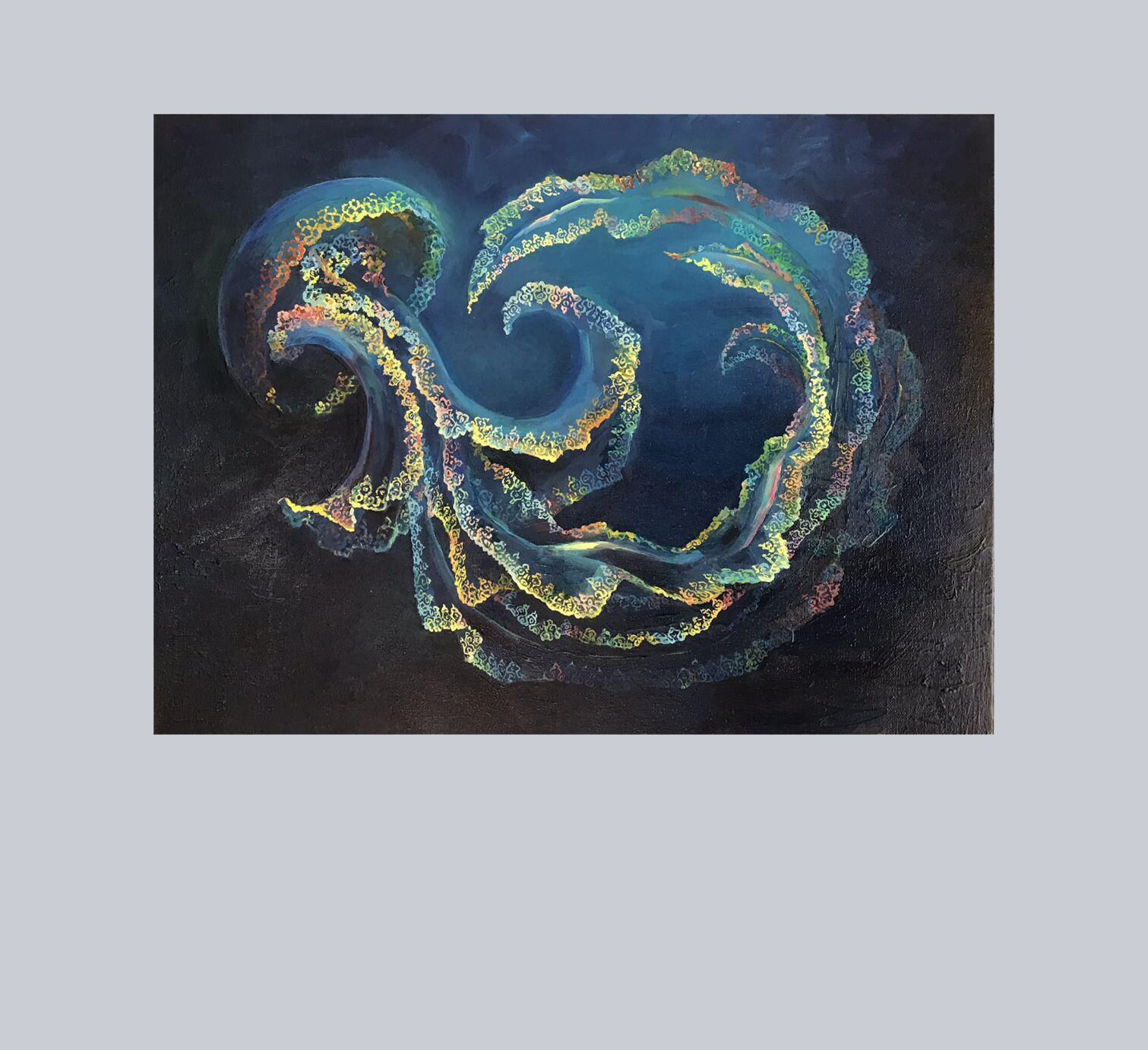 Lace Jellyfish. Abstract Oil Painting on Canvas, Original Modern Wall ...