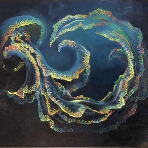Lace Jellyfish. Abstract Oil Painting on Canvas, Original Modern Wall ...