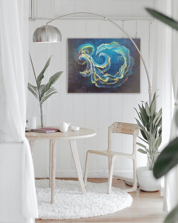 Lace Jellyfish. Abstract Oil Painting on Canvas Original | Etsy