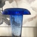 Vintage Hand Blown Fluted Blue Glass Vase, Cobalt Blue Footed Glass ...