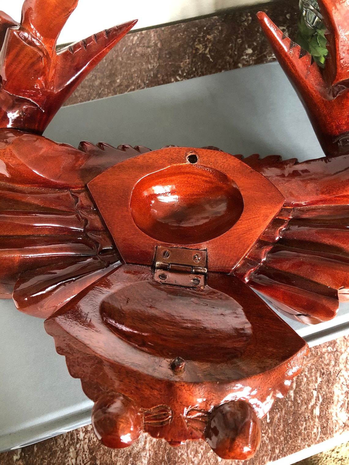 Large hand carved wood crab with storage compartment | Etsy