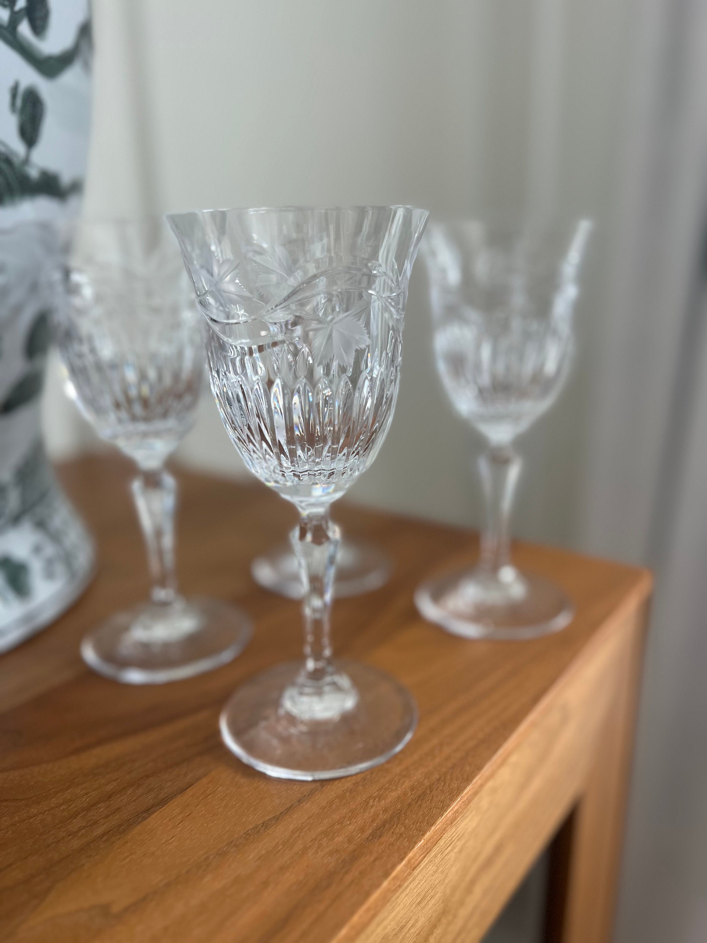 Miller Rogaska Crystal Ivy Wine Glasses Set of 4 - Etsy