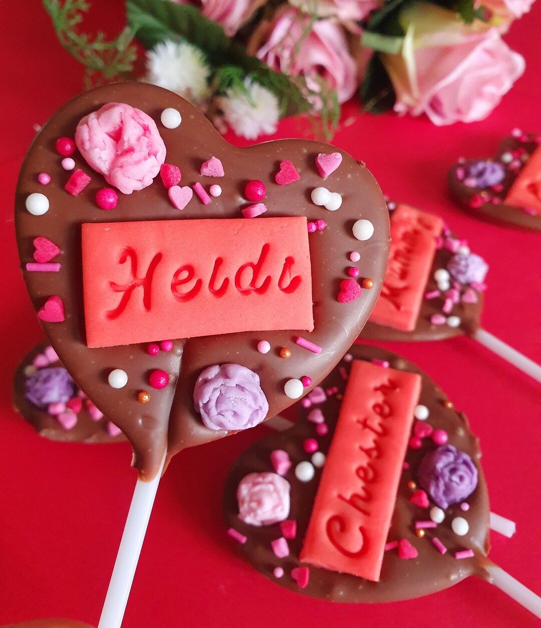 Personalised Individual Milk Chocolate Heart Lolly - Etsy UK