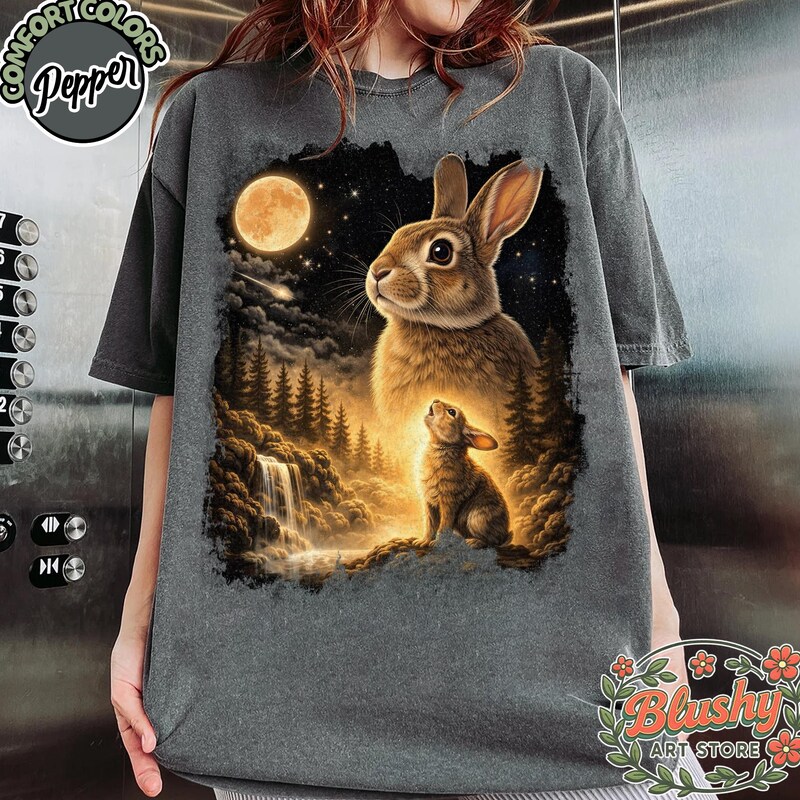 Rabbit Howling at the Moon - Etsy