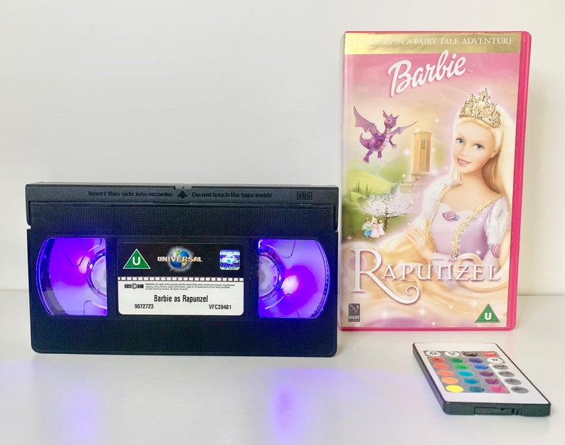Barbie as Rapunzel VHS Video Tape Colour Changing Retro Lamp - Etsy UK