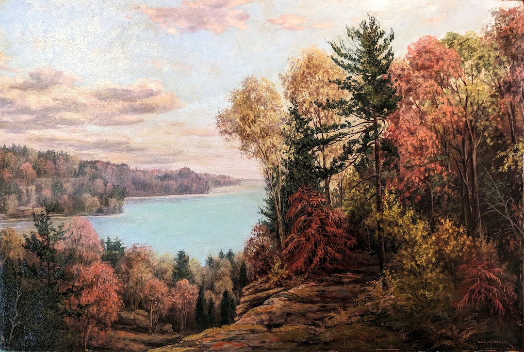 George Fletcher (canadian) Oil on Board, Lake in Autumn, C. 1970 ...