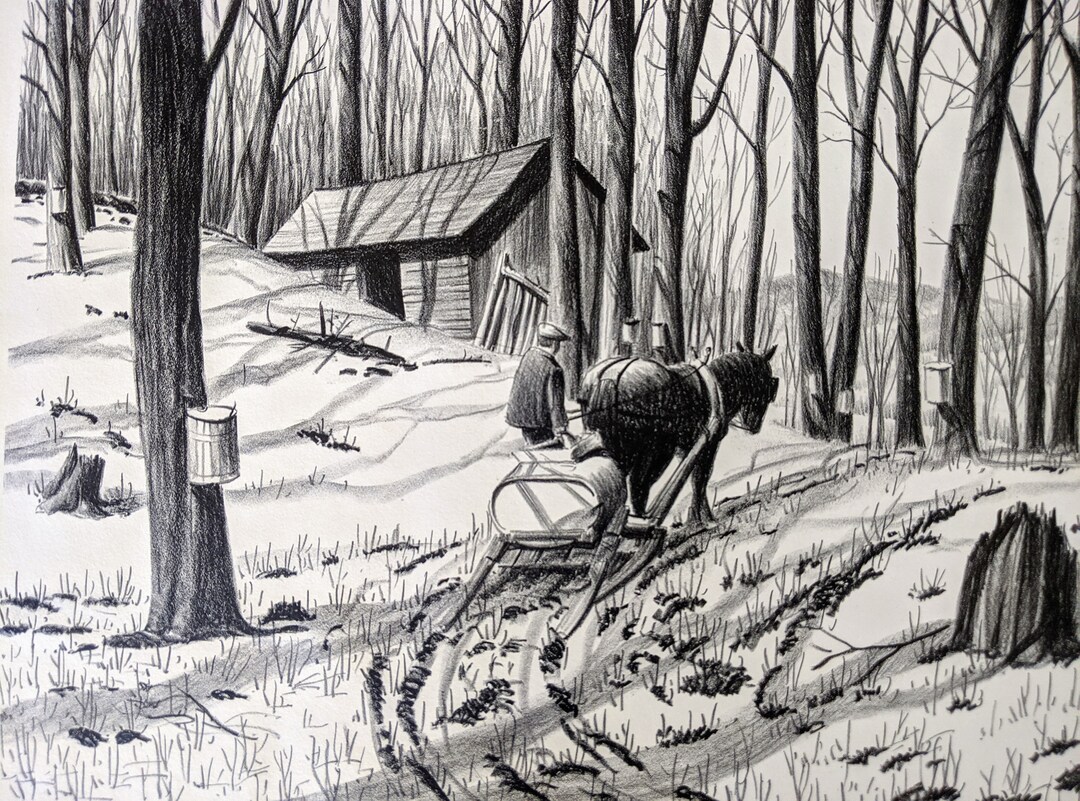 Philip Cheney Lithograph "bringing in the Sap" 1939, Pencil Signed - Etsy