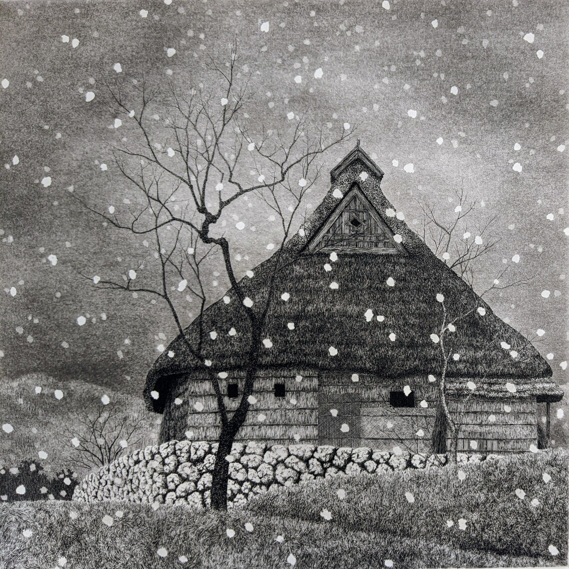 Ryohei Tanaka (japanese) Etching and Aquatint "snow is Coming No. 4" 1990, Signed - Etsy