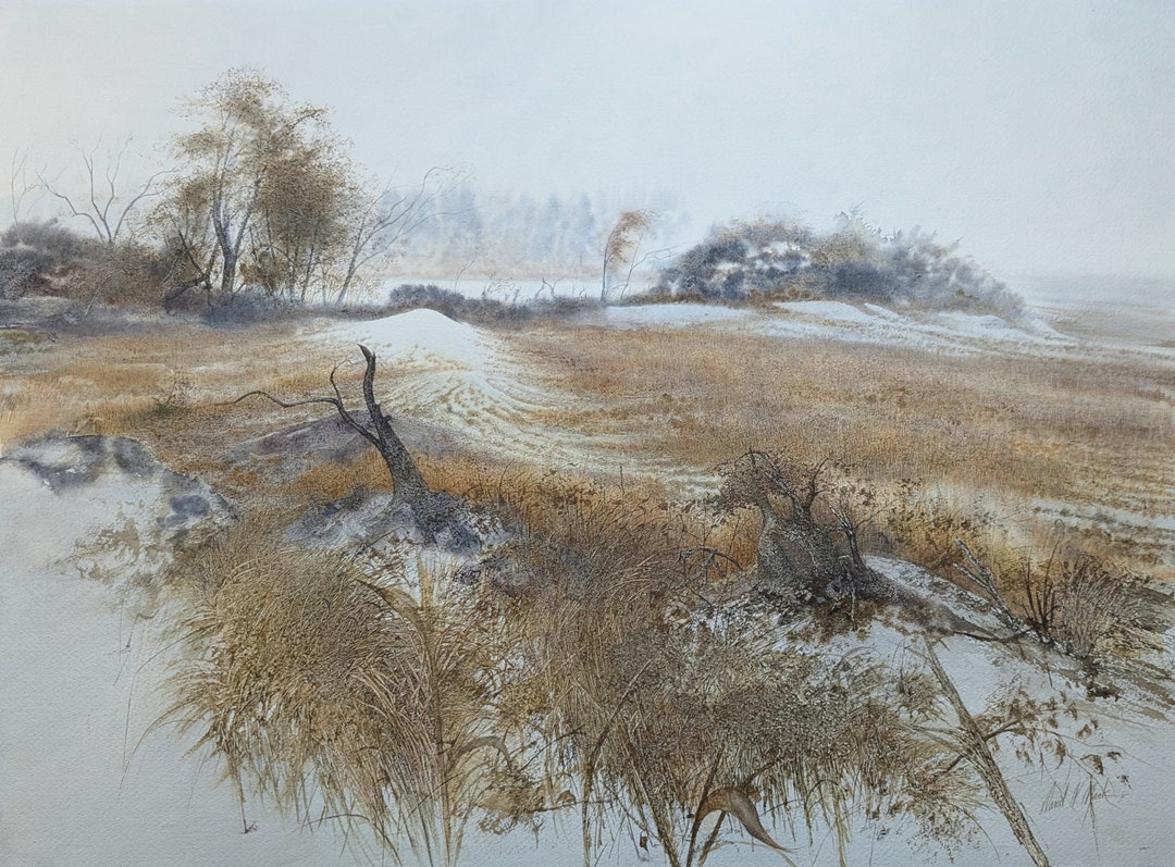 David Neil Mack Watercolor 'fields in Winter' 1988, Signed - Etsy