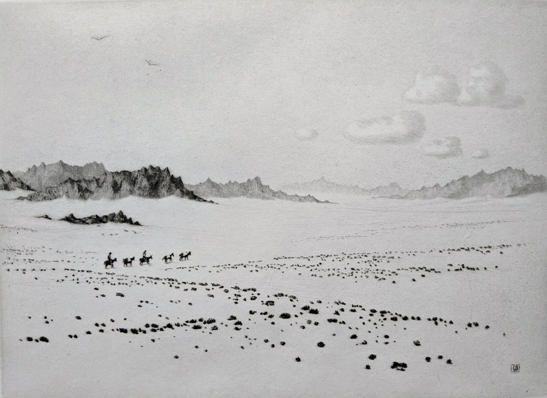 George Elbert Burr Etching "the Land of Mystery--the Desert" C. 1920 ...