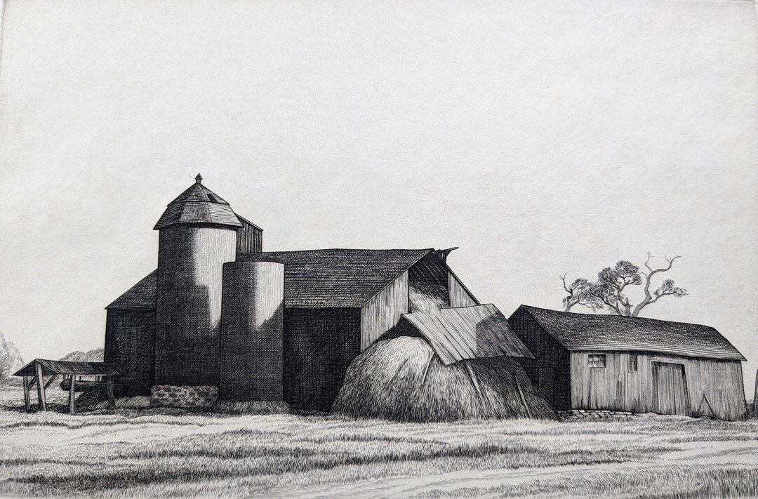 Thomas Nason Engraving "hebron Barns" 1938, Signed - Etsy
