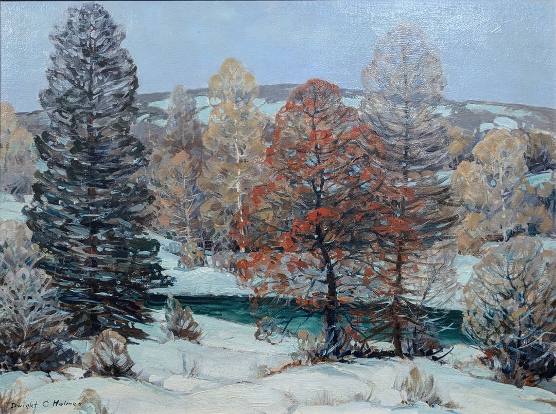 Dwight Clay Holmes Oil on Board "red Oak-snow" C. 1960, Signed - Etsy