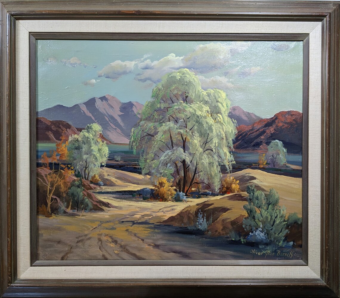 Oliver Glen Barrett Oil on Canvas 'smoke Trees' C. 1950s, Signed - Etsy