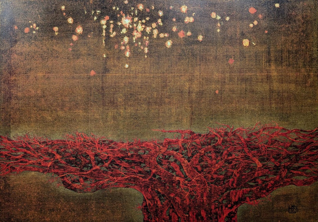Joichi Hoshi Woodblock "night Scene (red)" 1977, Signed - Etsy