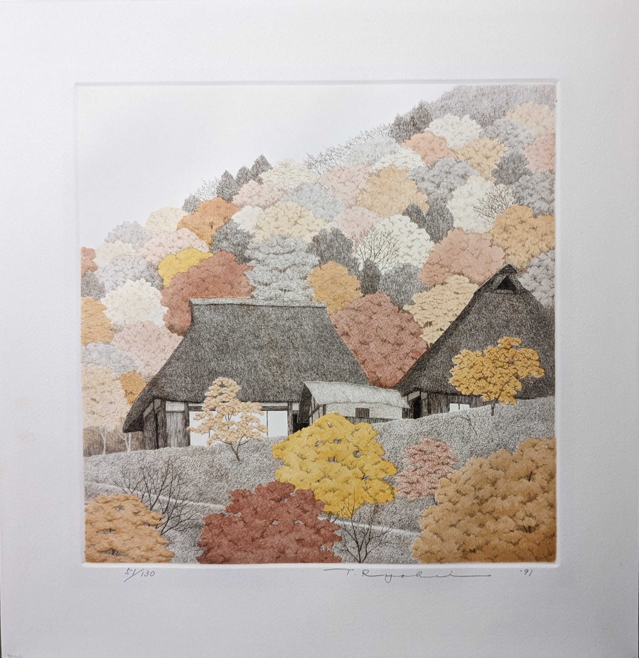 Ryohei Tanaka Color Etching "autumn's Mountain" 1991, Signed - Etsy