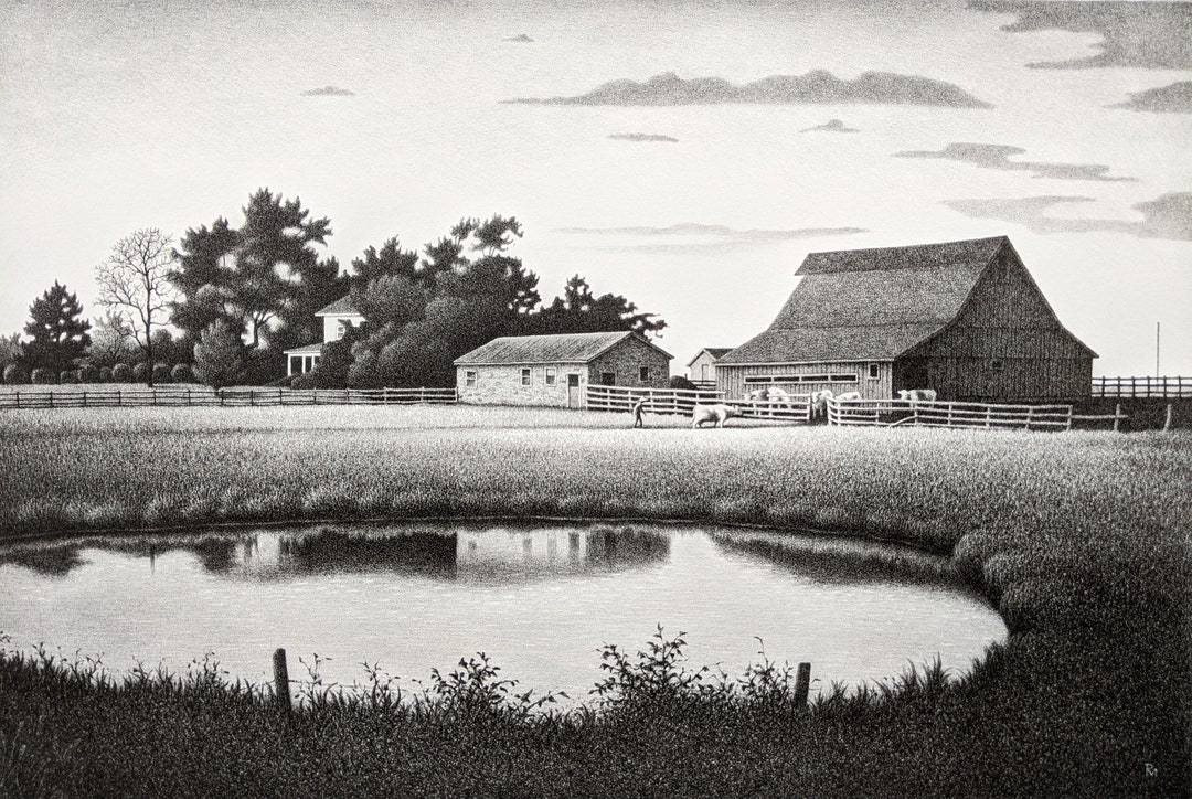 Roger Medearis Stone Lithograph "spring-fed Pond" 1994, Signed - Etsy