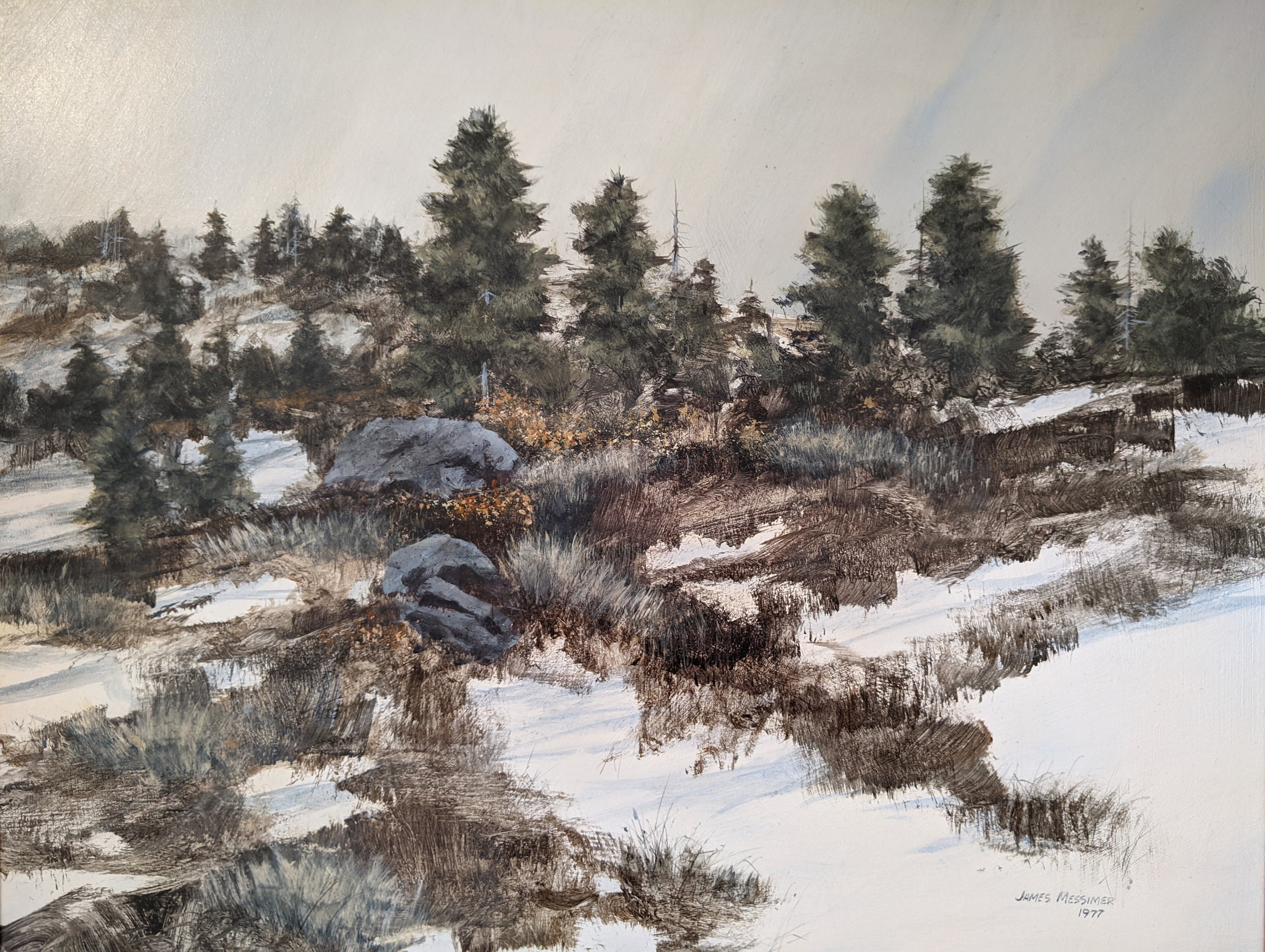 James Messimer (new Mexico) Oil Painting on Board "winter Hillside ...