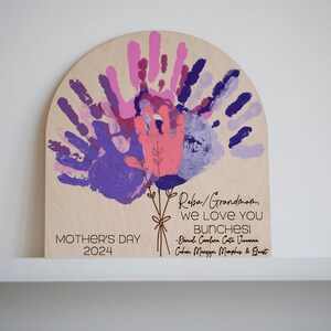 Handprint Art Flower With Kids Names DIY Hand Print Mother's Day Sign ...