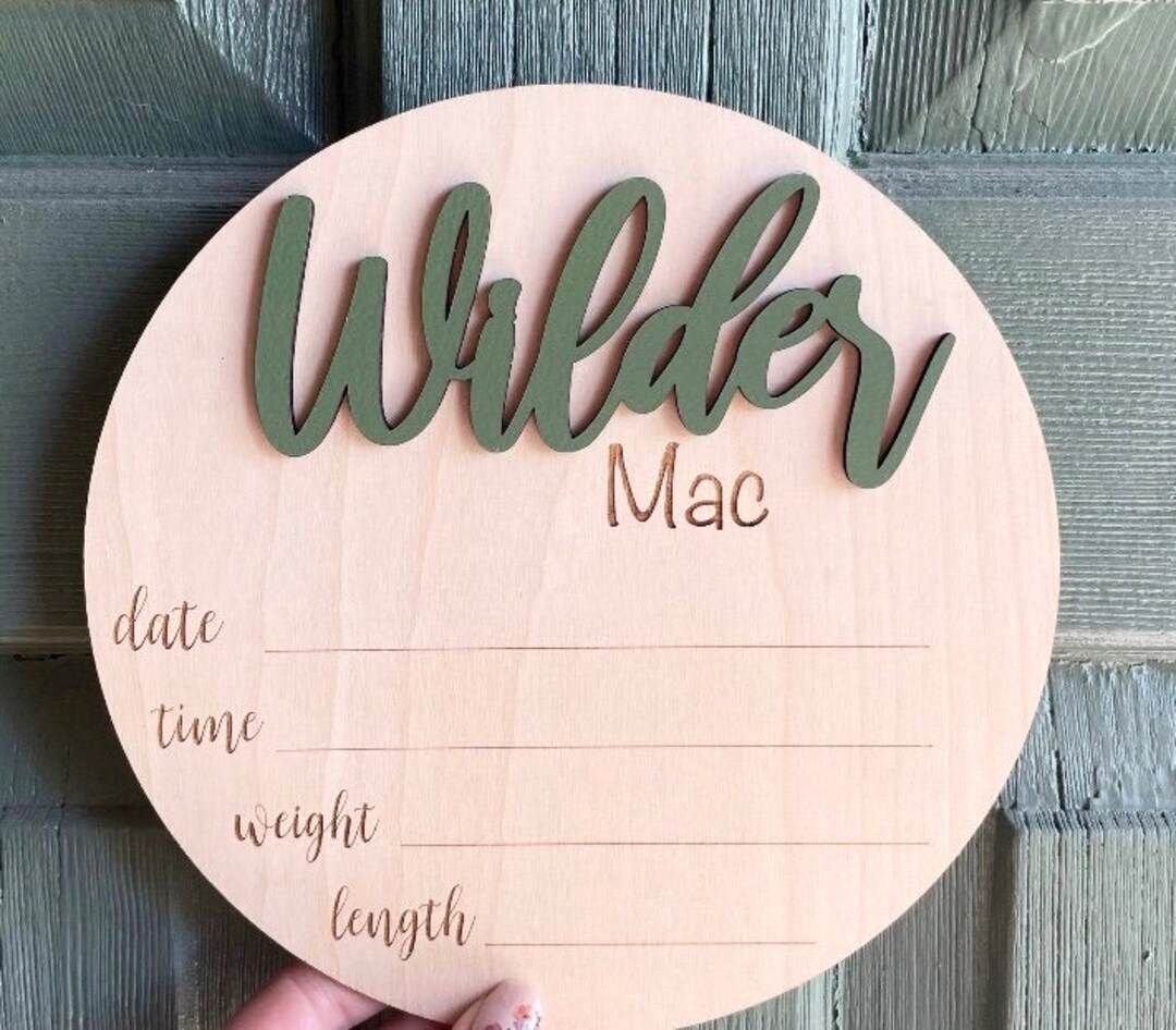 Round Wood Baby Announcement Sign| Birth Stat Sign | Nursery, Baby ...