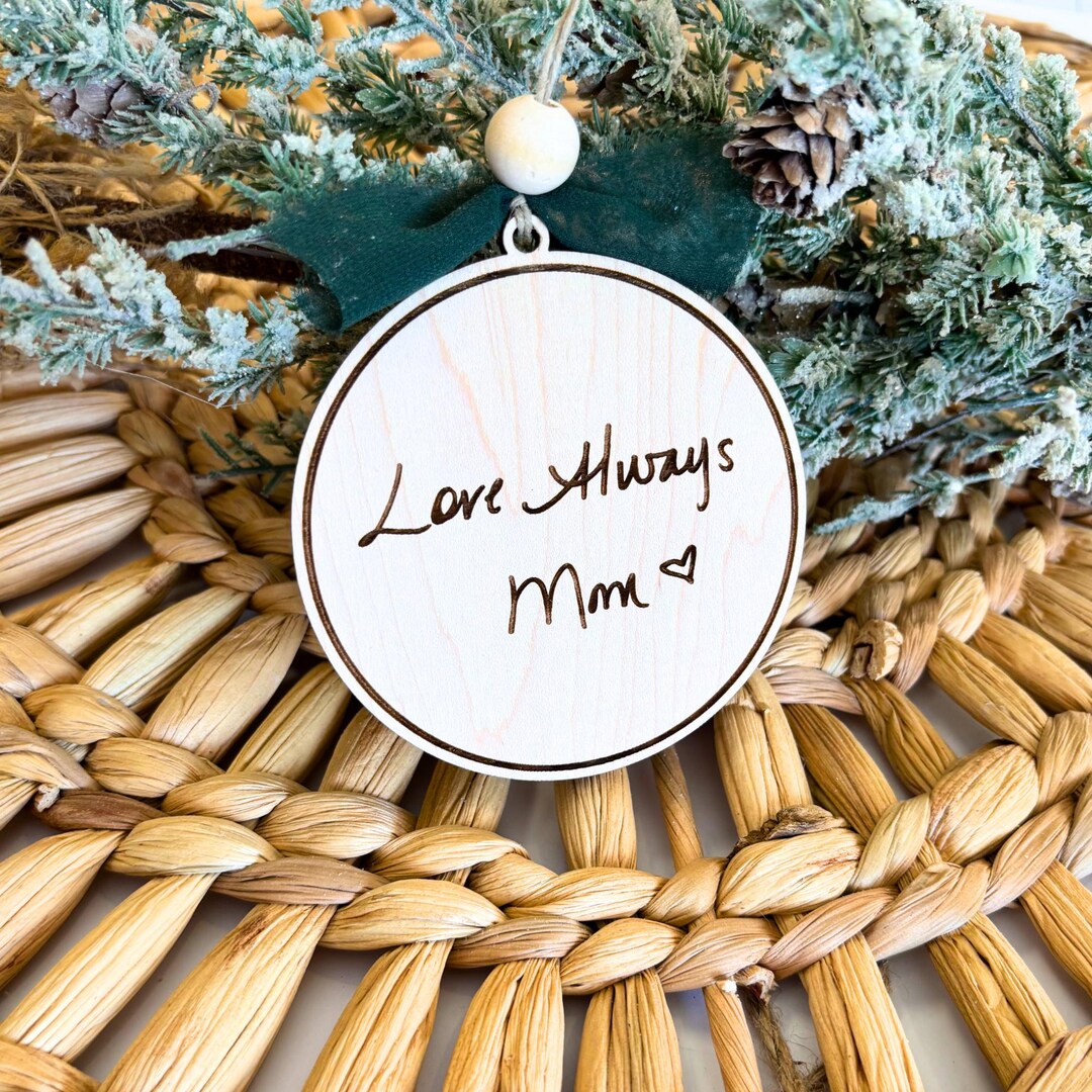 Engraved Wooden Handwriting Ornament Gift , Custom Handwriting Keepsake ...