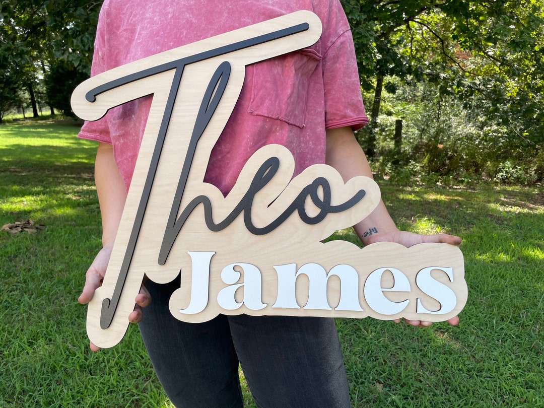 Layered Baby Name Sign, First and Middle Name Sign, Nursery Name Cutout ...