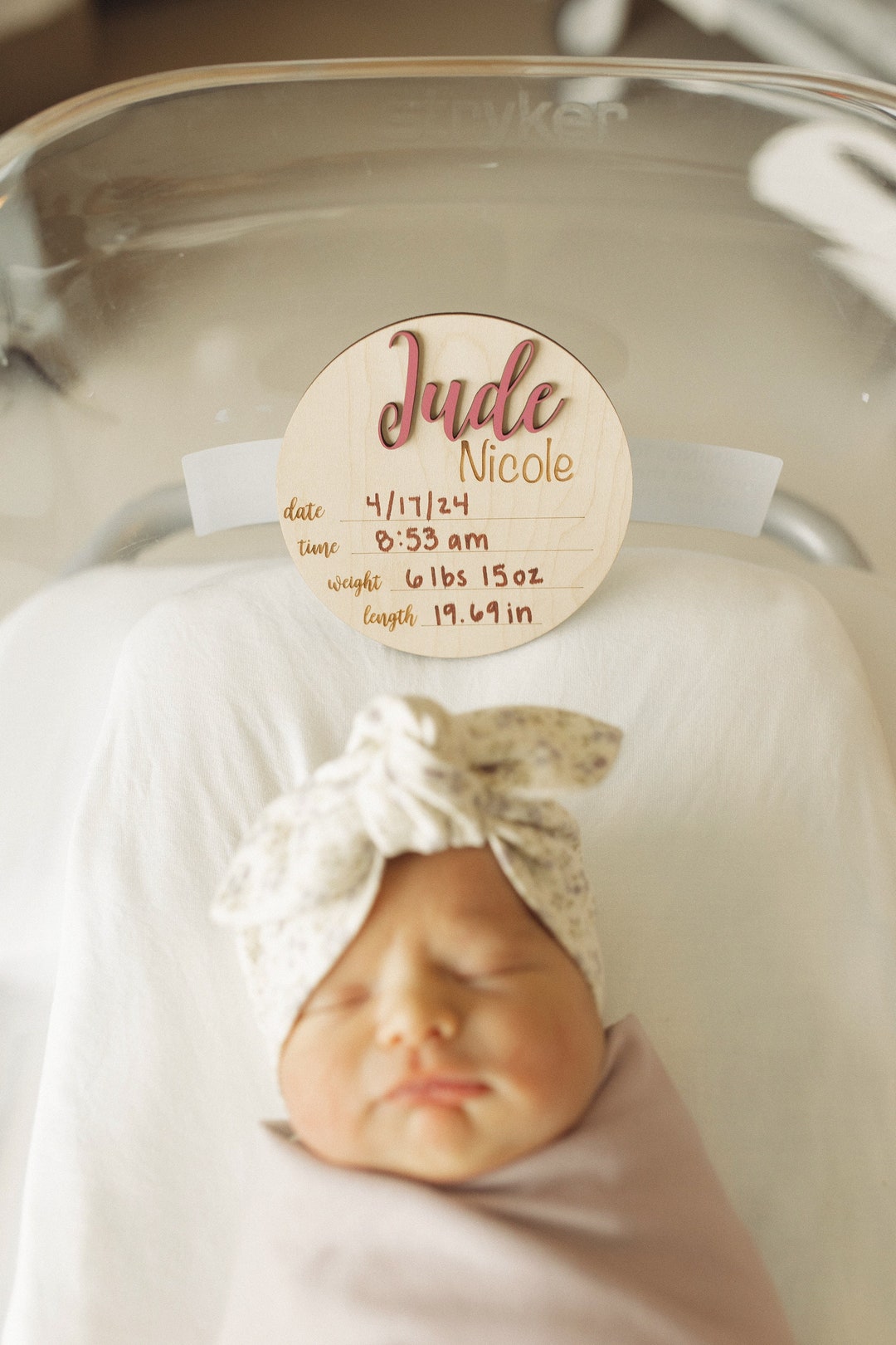 Baby Birth Announcement Sign Baby Name Sign for Hospital Wooden Birth ...