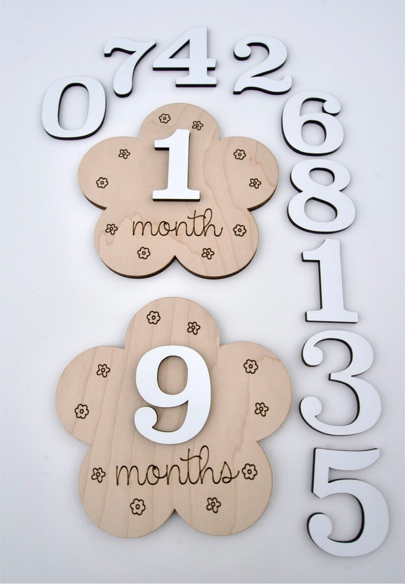 Wooden Monthly Milestone Baby Disc Baby Milestone Cards Monthly ...