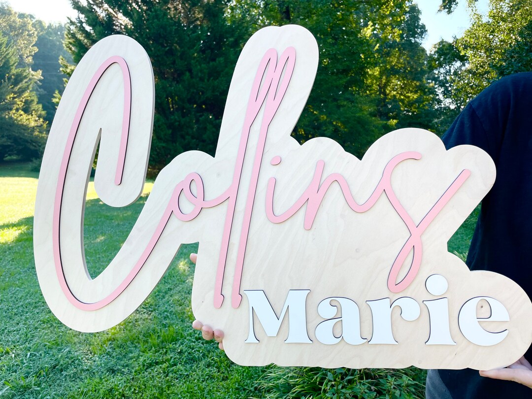 3D Nursery Sign Layered Name Custom Layered Baby Name Sign Large Wood ...