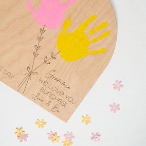 Handprint Art Flower With Kids Names DIY Hand Print Mother's Day Sign ...
