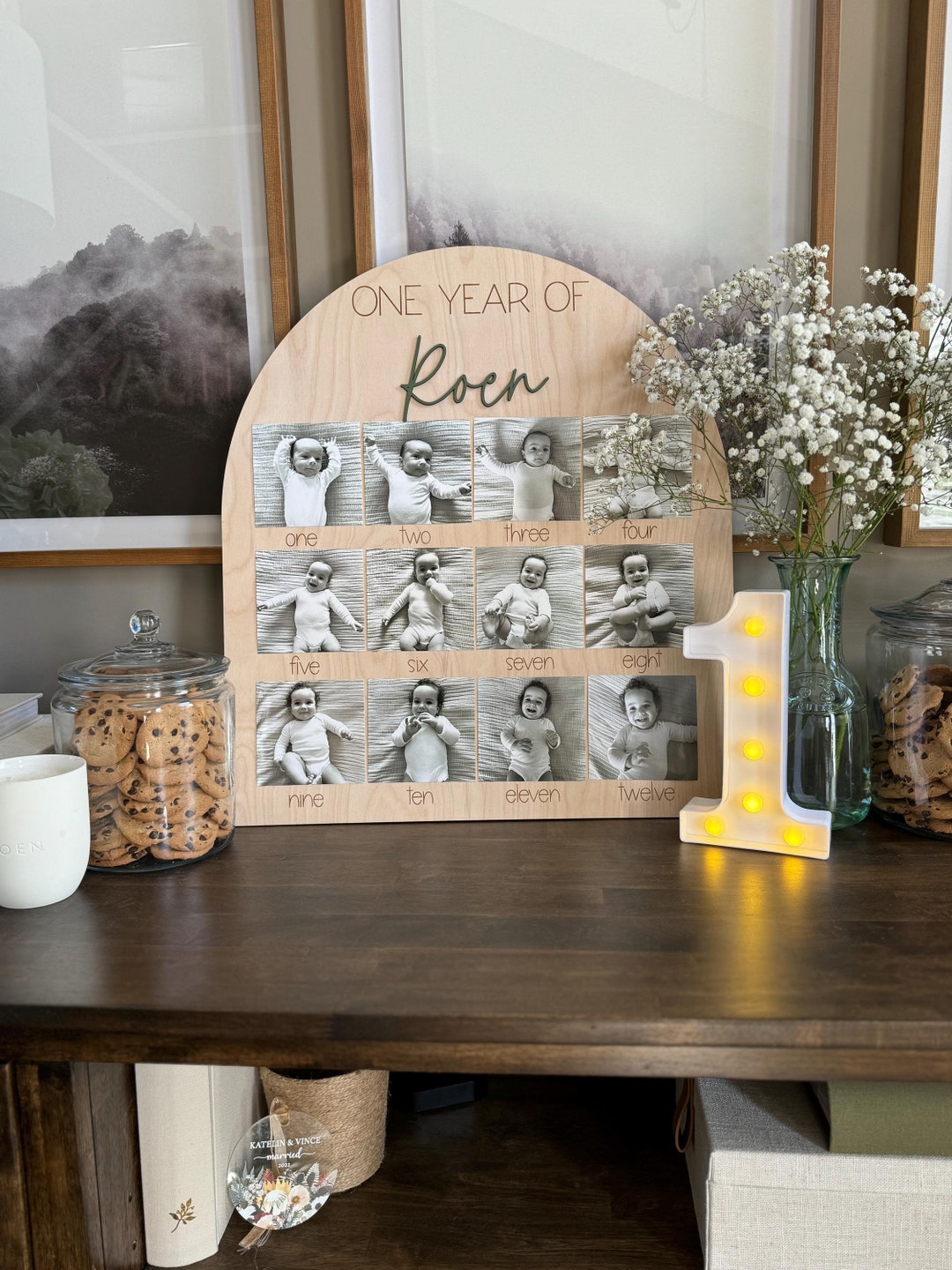 My First Year One Year of Photo Board Wooden Milestone Board 1st ...