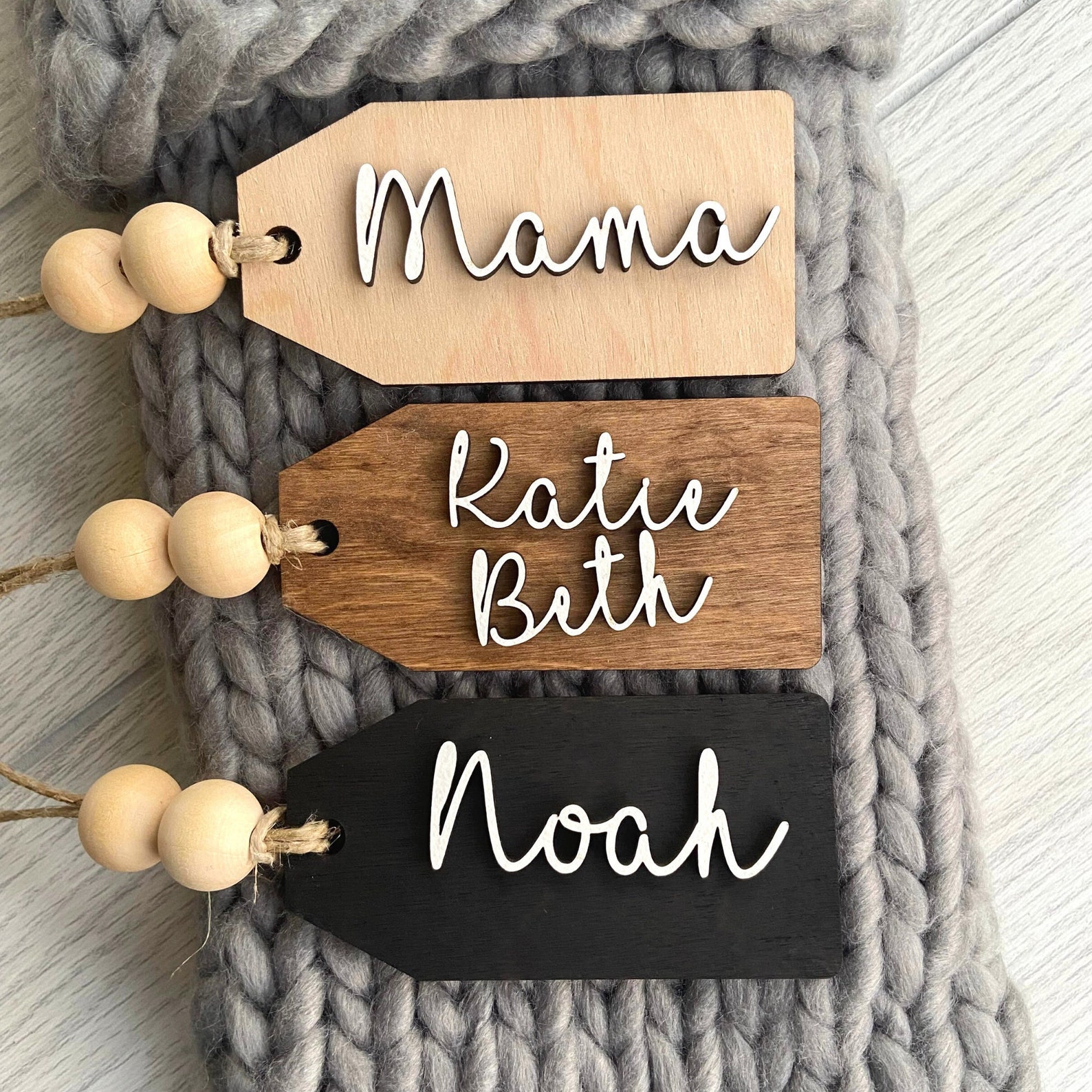 Personalized Stocking Tags-christmas Tags Custom Wood Tags - Etsy