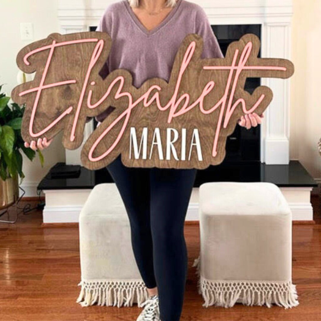 3D Nursery Sign Layered Name, Custom Layered Baby Name Sign, Large Wood ...