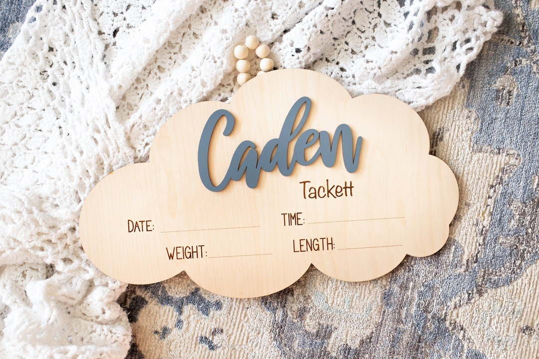 Hospital Door Hanger Boho Cloud Baby Stat Nursery Name Sign Hospital ...
