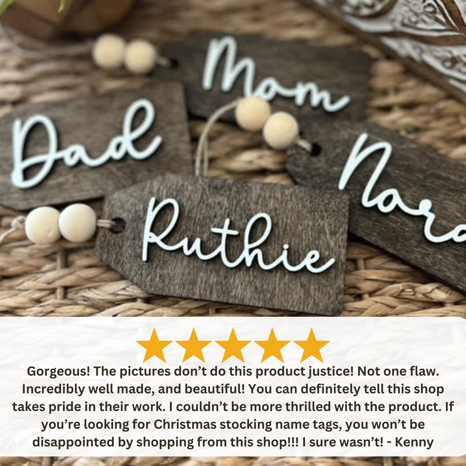 Custom Stocking Name Tag Christmas Wooden Personalized Family Tags for ...