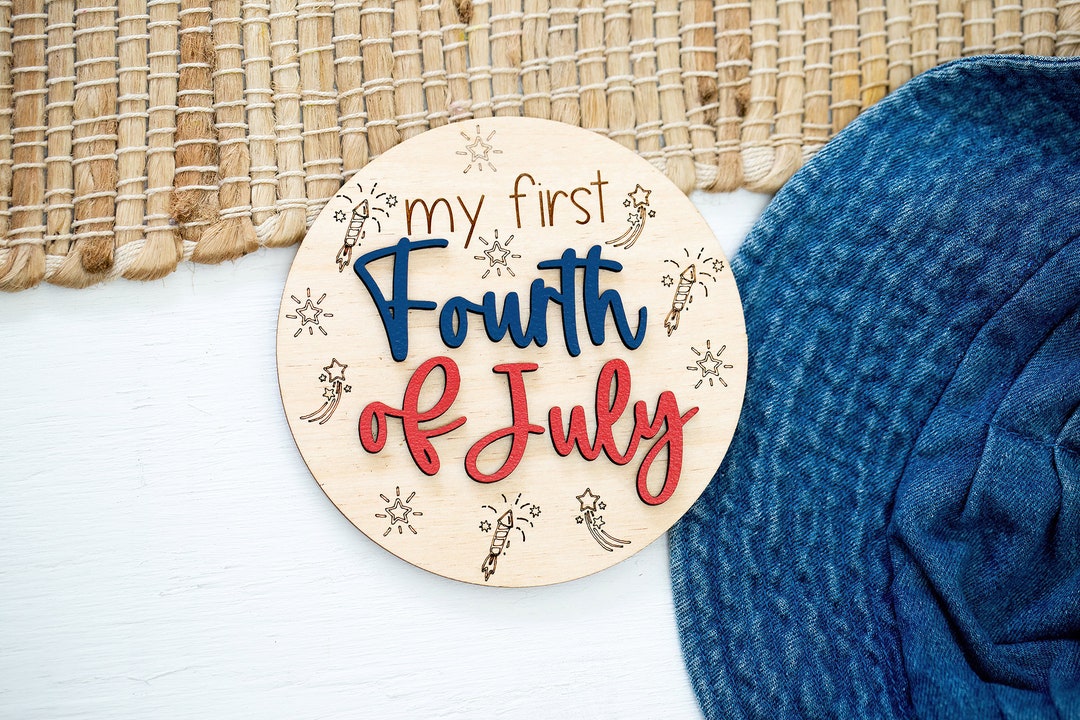 My First Fourth of July, Baby's First Fourth, Wooden Milestone Disc ...