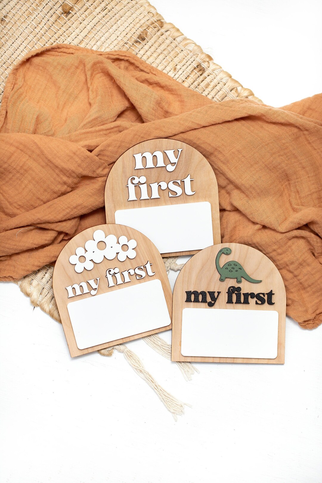 Wooden Monthly Milestone Baby Disc Baby Milestone Cards Dry Erase ...