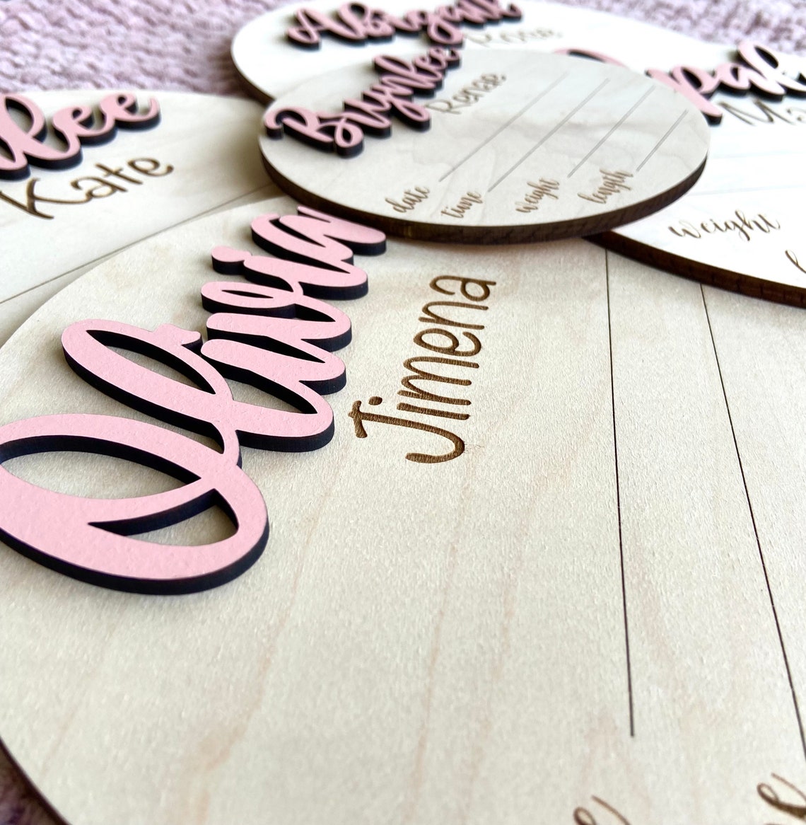 Round Wood Baby Announcement Sign Birth Stat Sign Nursery - Etsy