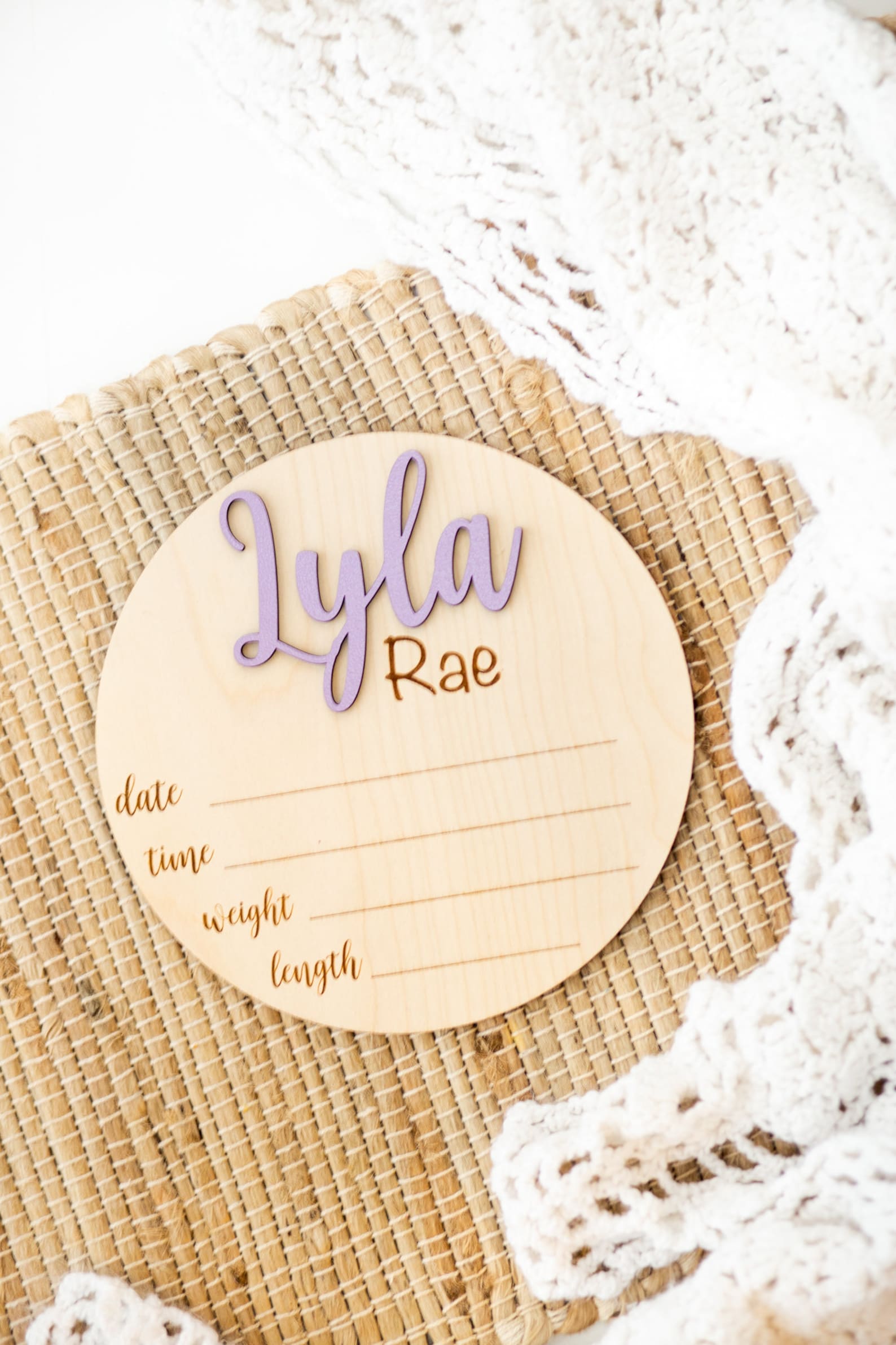 Round Wooden Baby Plaque 3D Custom Wood Baby Name - Etsy