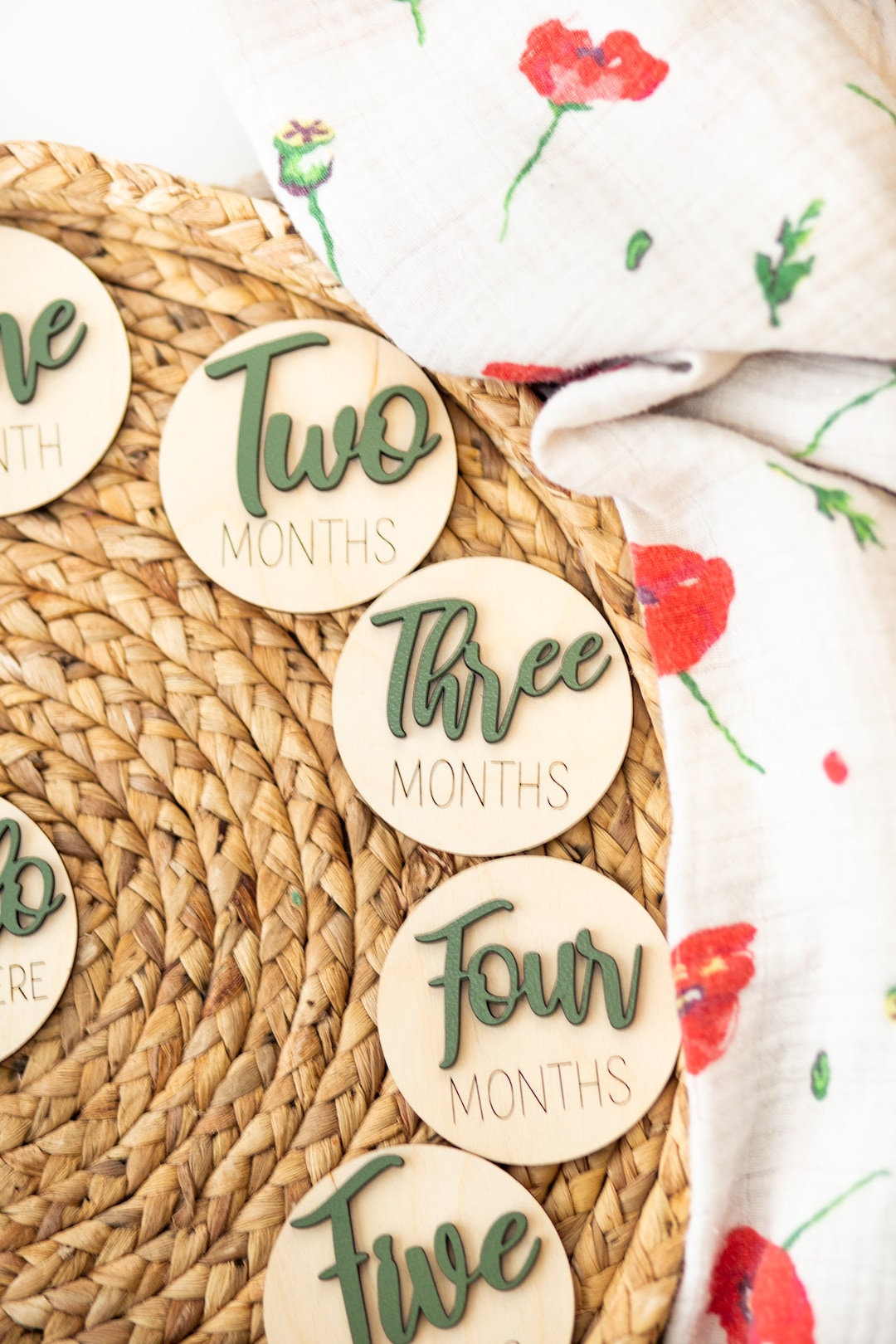 Monthly Milestone Discs for Baby Photos Wooden Monthly Milestone ...