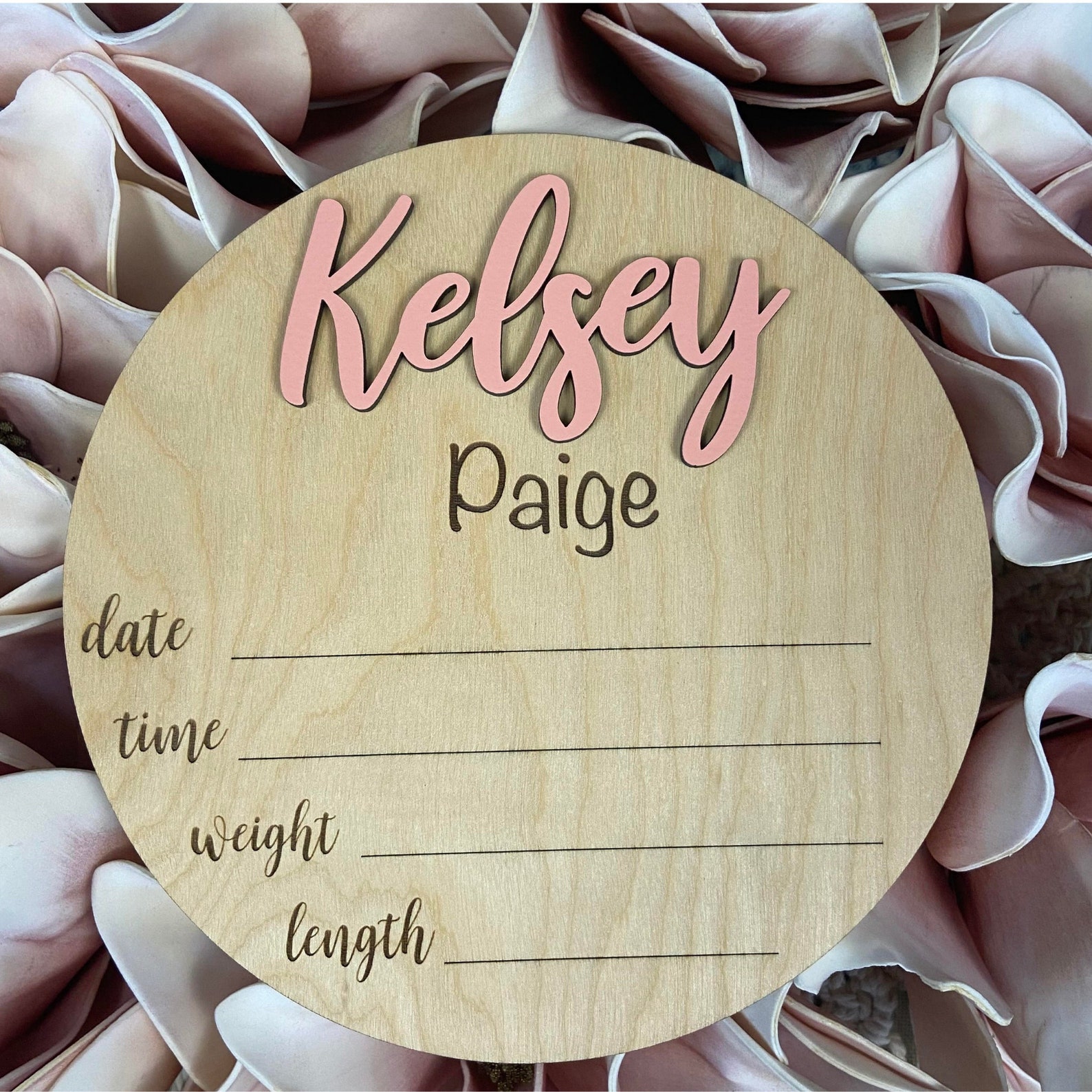Round Wood Baby Announcement Sign Birth Stat Sign Nursery | Etsy Canada