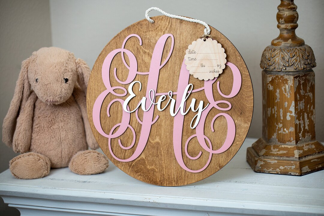 Baby Hospital Sign Girl Hospital Door Hanger Custom Hospital Monogram ...