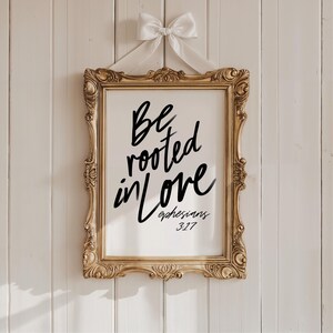 Be Rooted in Love Bible Verse Wall Art Scripture Print Hand Scripted ...