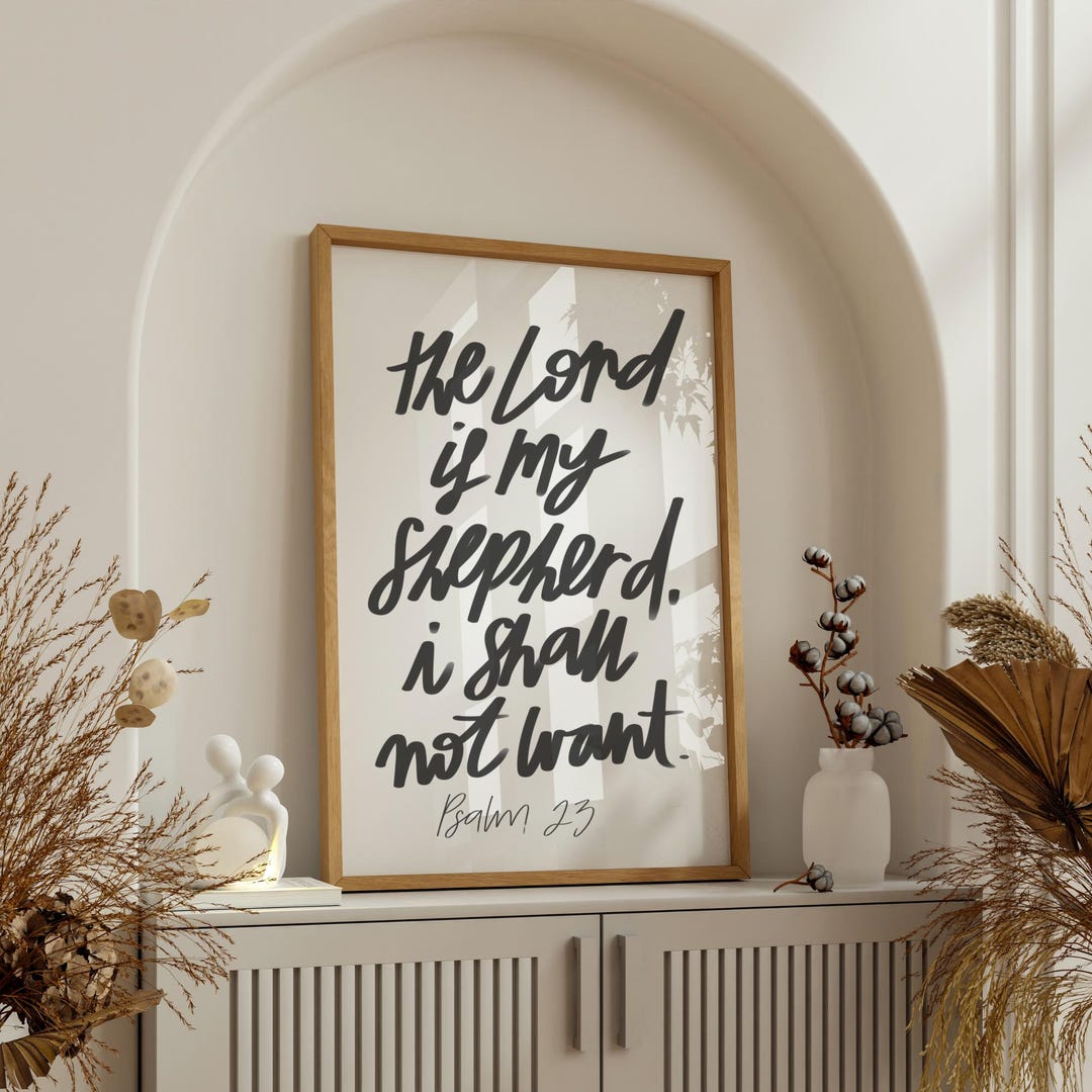 Psalm 23 Scripture Print Frame Hand Scripted Minimalist Bible Scripture ...