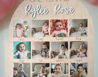 My First Year One Year of Photo Board Wooden Milestone Board 1st ...