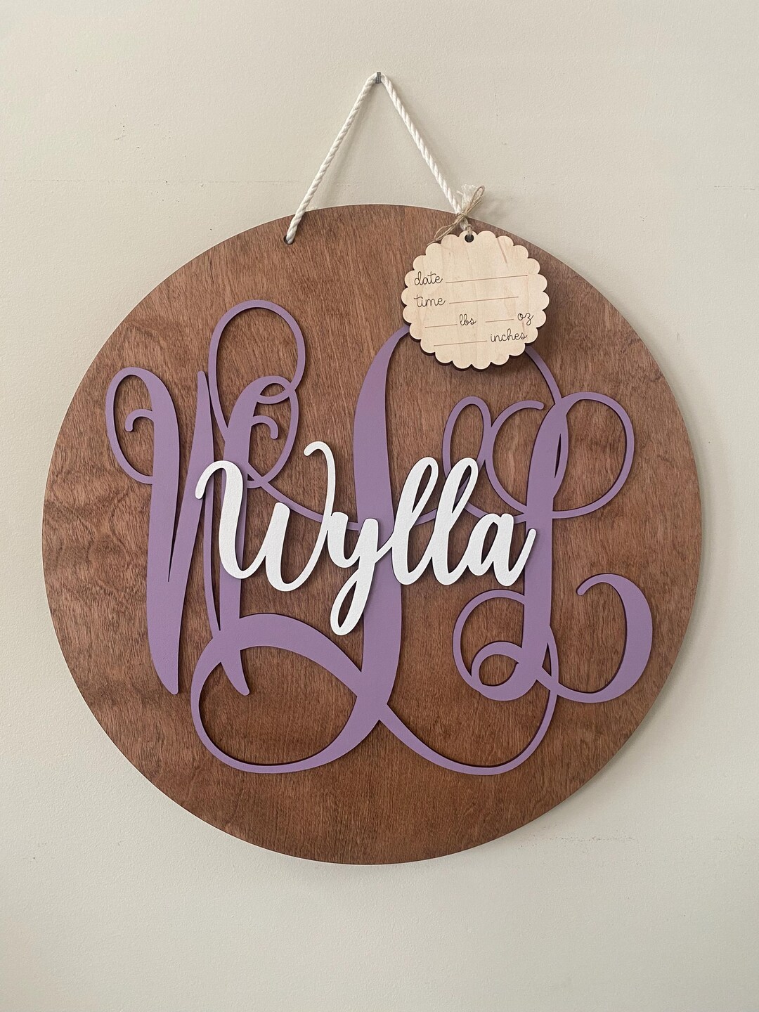 Baby Hospital Sign Door Hanger Floral Nursery Name Sign Birth Stat Sign ...