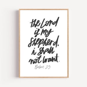 Psalm 23 Scripture Print Frame Hand Scripted Minimalist Bible Scripture ...