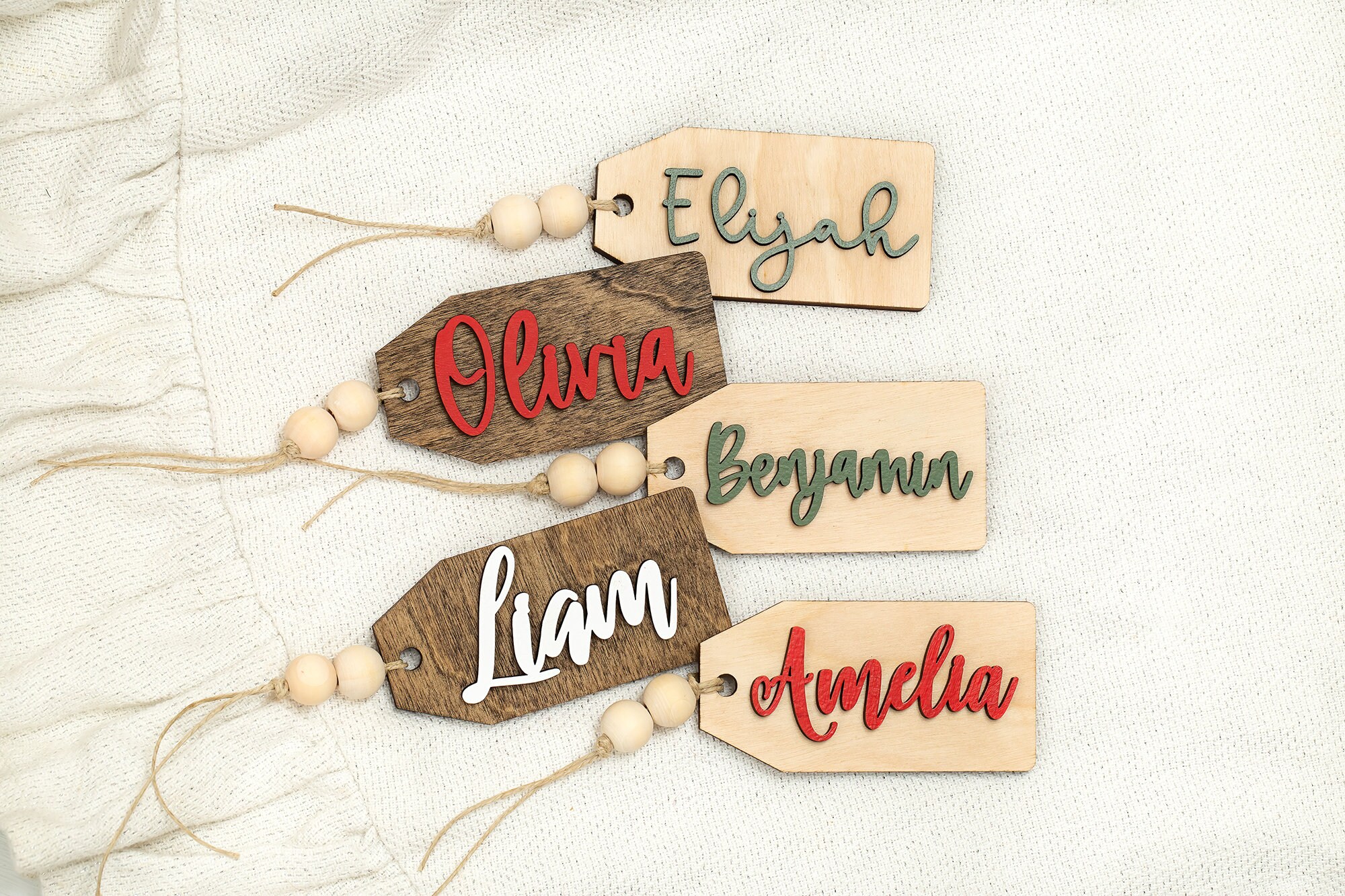 Custom Stocking Name Tag Christmas Wooden Personalized Family Tags for ...