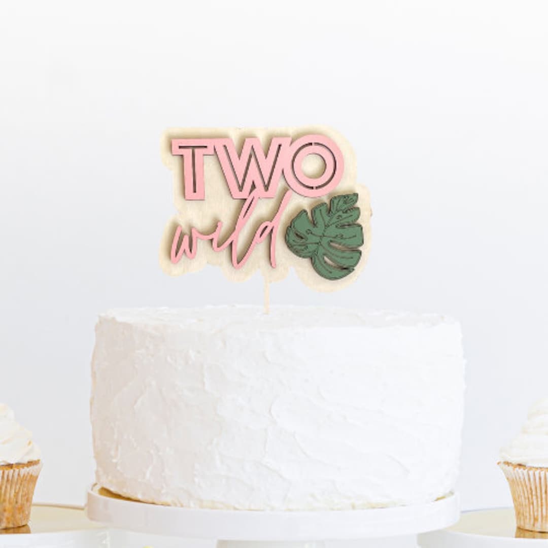 Two Wild Cake Topper Birthday Tropical Theme 2nd Birthday Party Jungle ...