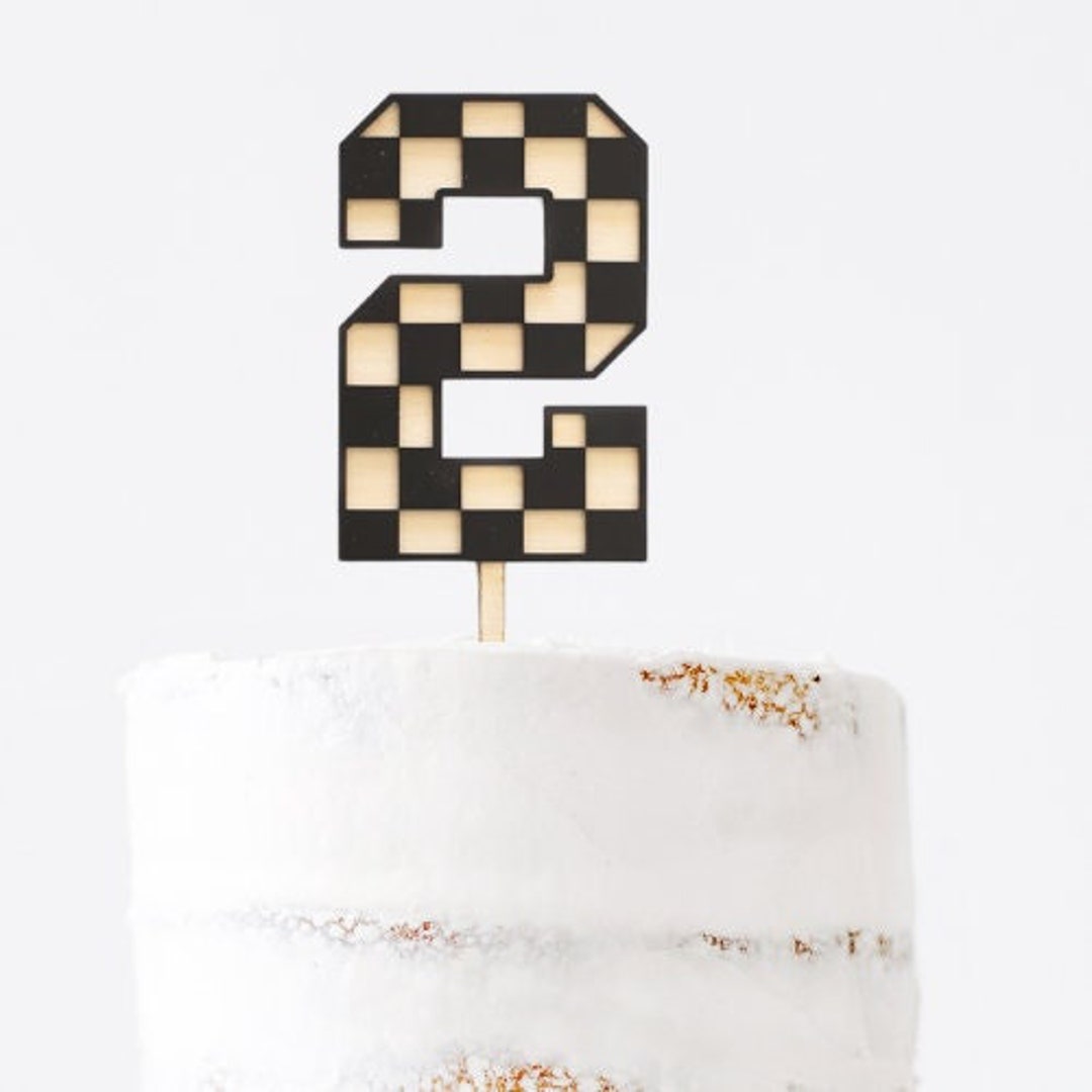 Race Car Cake Topper Two Fast Birthday Cake Topper Racing Flags Finish ...